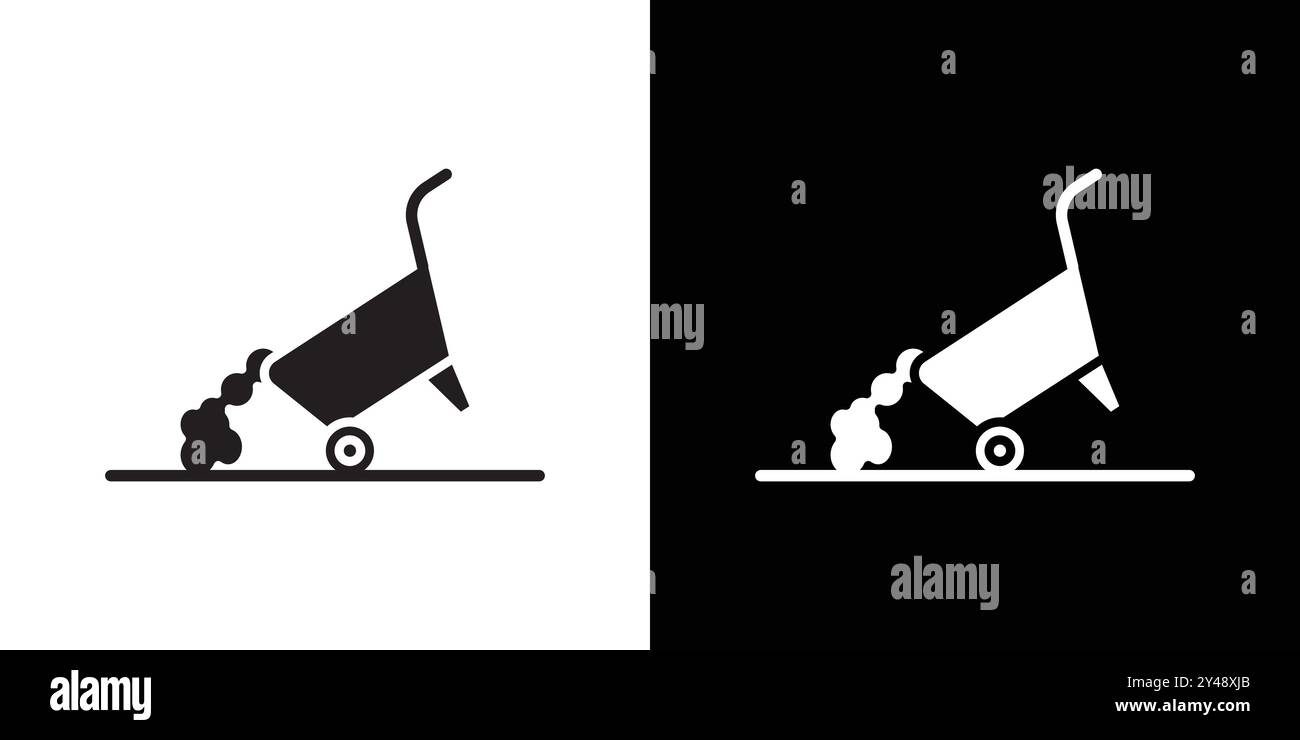 wheelbarrow unloading icon Black line art vector in black and white ...