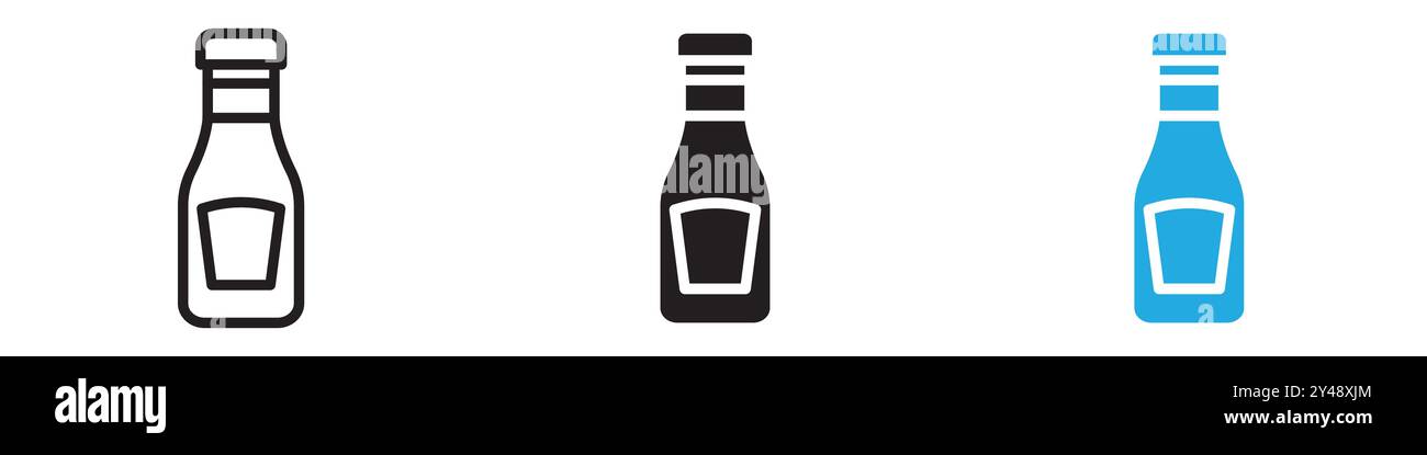 Ketchup icon vector line logo mark or symbol set collection outline ...