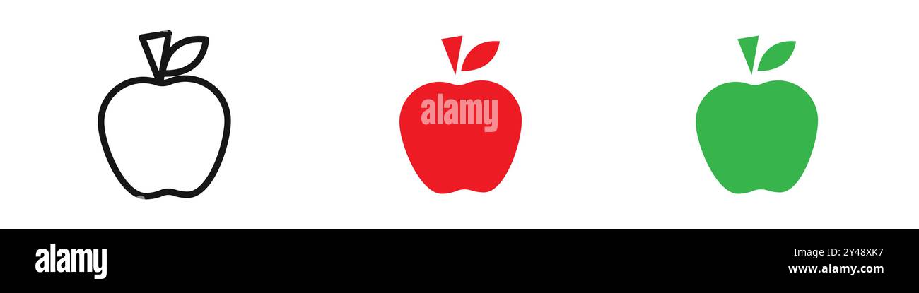 Apple icon vector line logo mark or symbol set collection outline style ...