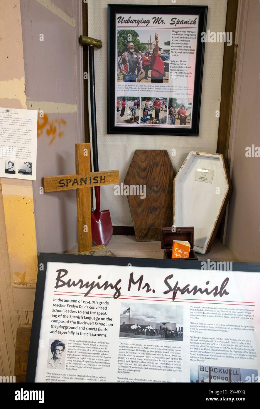 A cross, small coffin and a Spanish dictionary are displayed as the ...