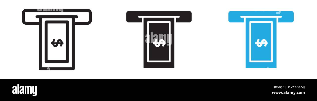ATM cash icon vector line logo mark or symbol set collection outline ...
