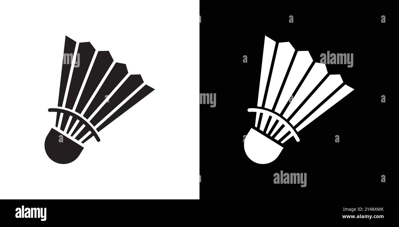 Shuttlecock Icon Black line art vector in black and white outline set ...
