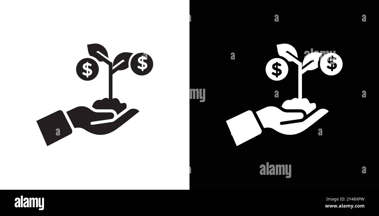 Seed money icon Black line art vector in black and white outline set ...