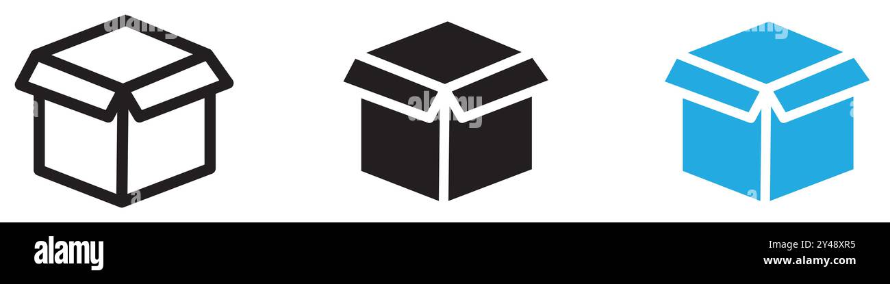 Boxes icon vector line logo mark or symbol set collection outline style ...