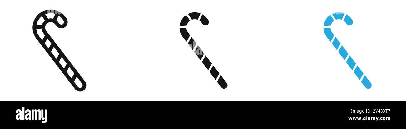 Candy Cane icon vector line logo mark or symbol set collection outline ...