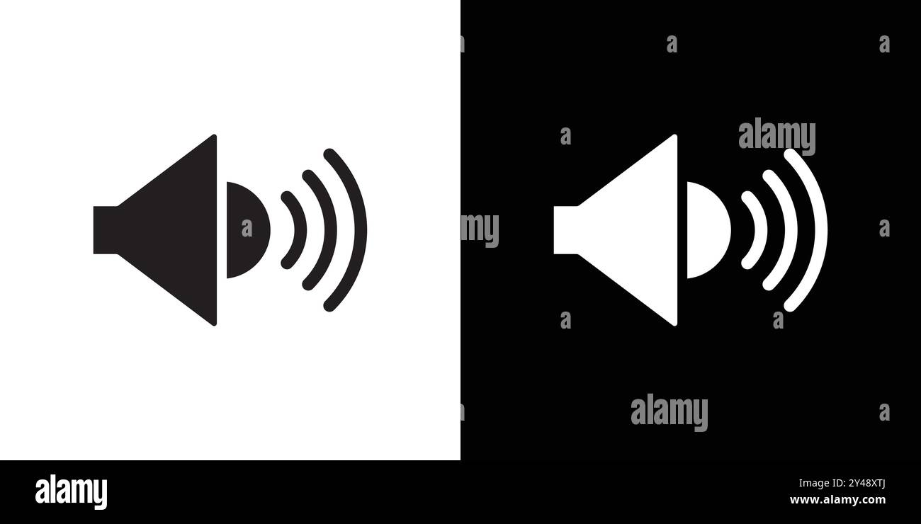 Speaker volume icon Black line art vector in black and white outline ...
