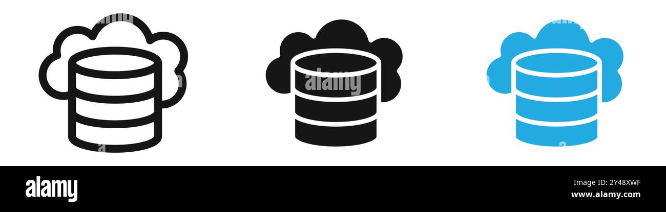 Cloud database icon vector line logo mark or symbol set collection ...