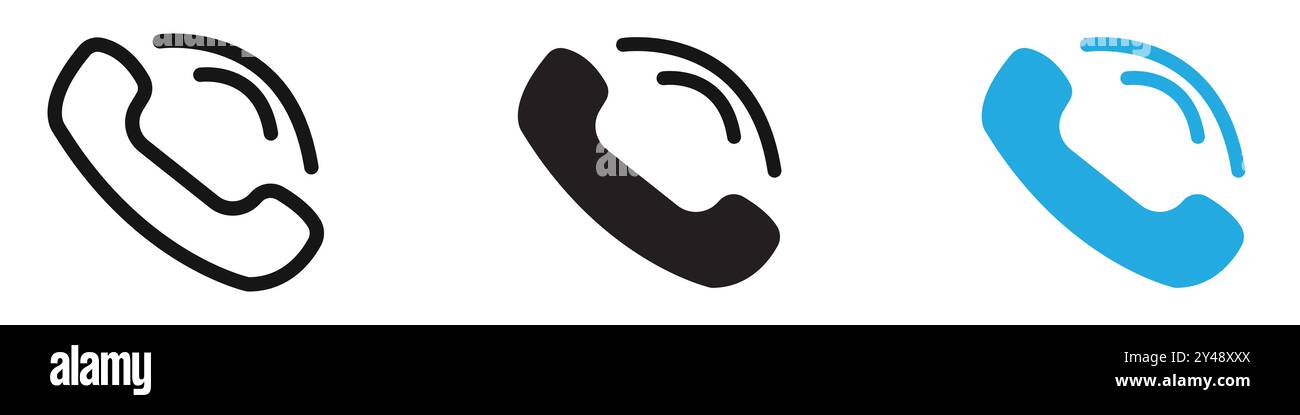 Telephone icon vector line logo mark or symbol set collection outline ...