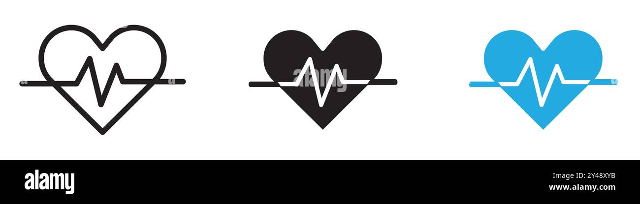 Heart rate icon vector line logo mark or symbol set collection outline ...