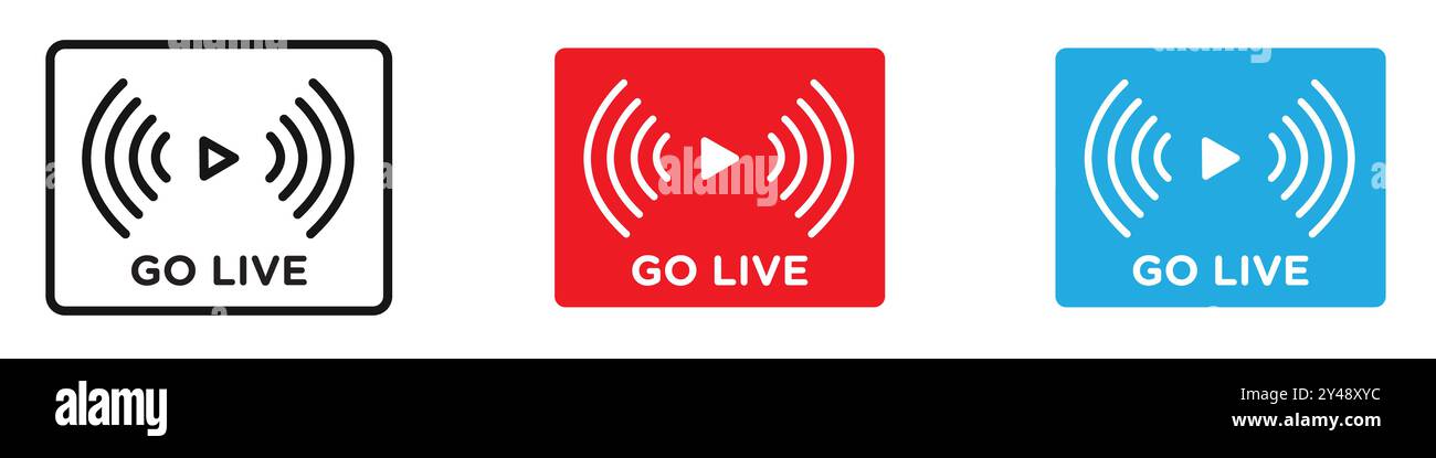 Go live icon vector line logo mark or symbol set collection outline ...