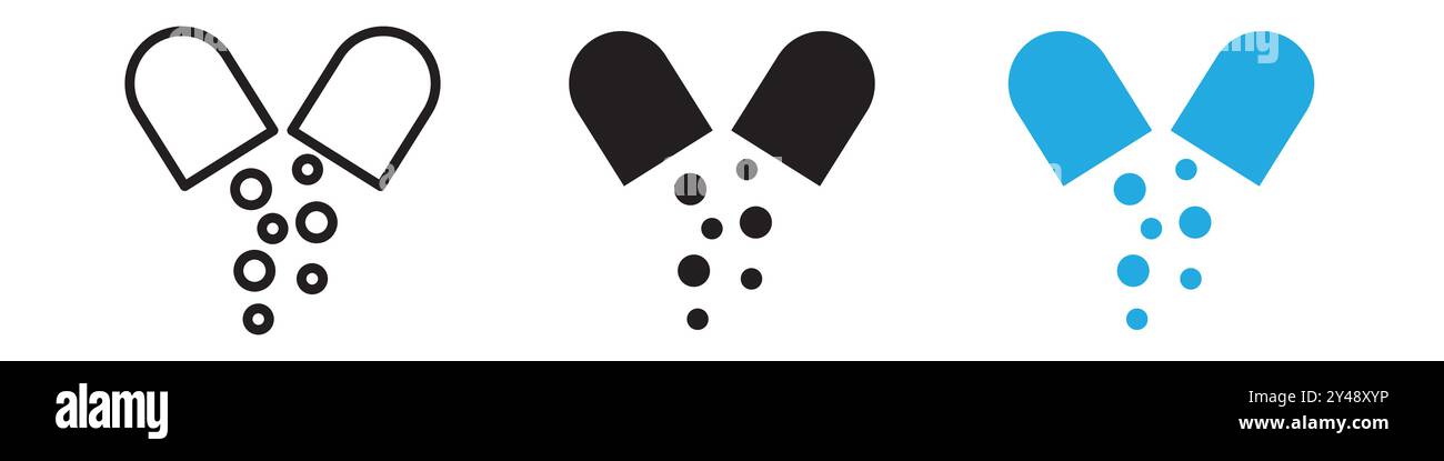 Open Capsule icon vector line logo mark or symbol set collection ...