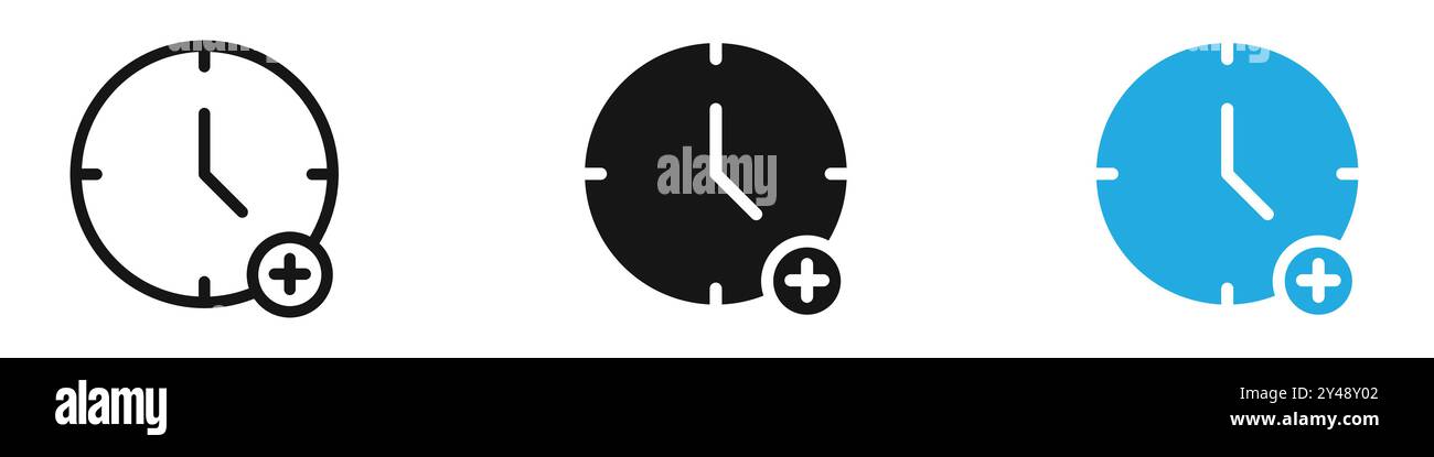 Extra hours icon vector line logo mark or symbol set collection outline ...