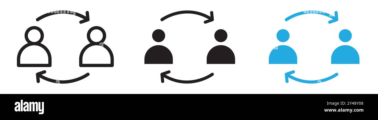 Interaction icon vector line logo mark or symbol set collection outline ...