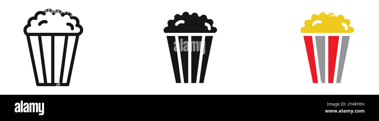 Popcorn icon vector line logo mark or symbol set collection outline ...