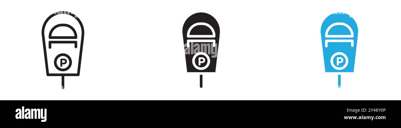 Parking meter icon vector line logo mark or symbol set collection ...