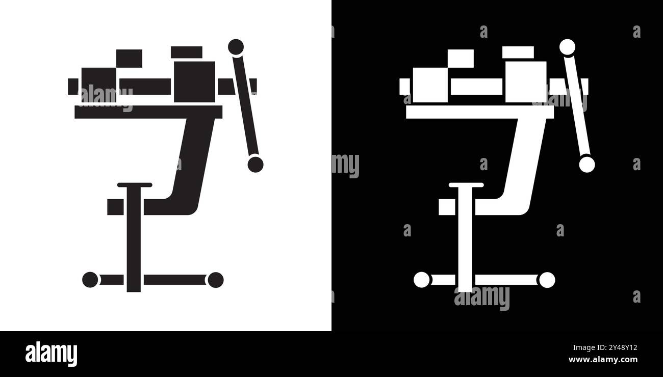 Vice clamp icon Black line art vector in black and white outline set ...