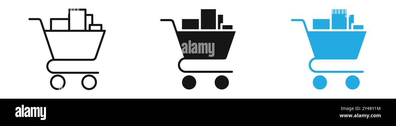 Full cart icon vector line logo mark or symbol set collection outline ...