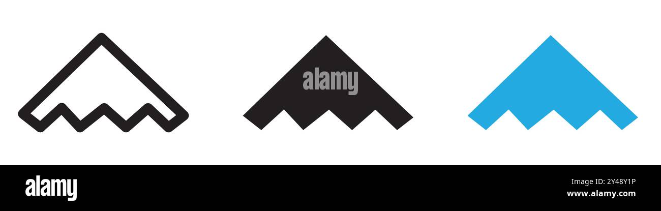 Stealth plane icon vector line logo mark or symbol set collection ...