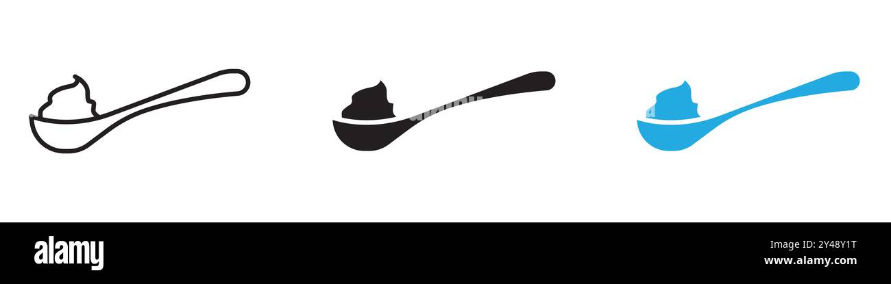 Full Spoon Icon Vector Line Logo Mark Or Symbol Set Collection Outline Style Stock Vector Image