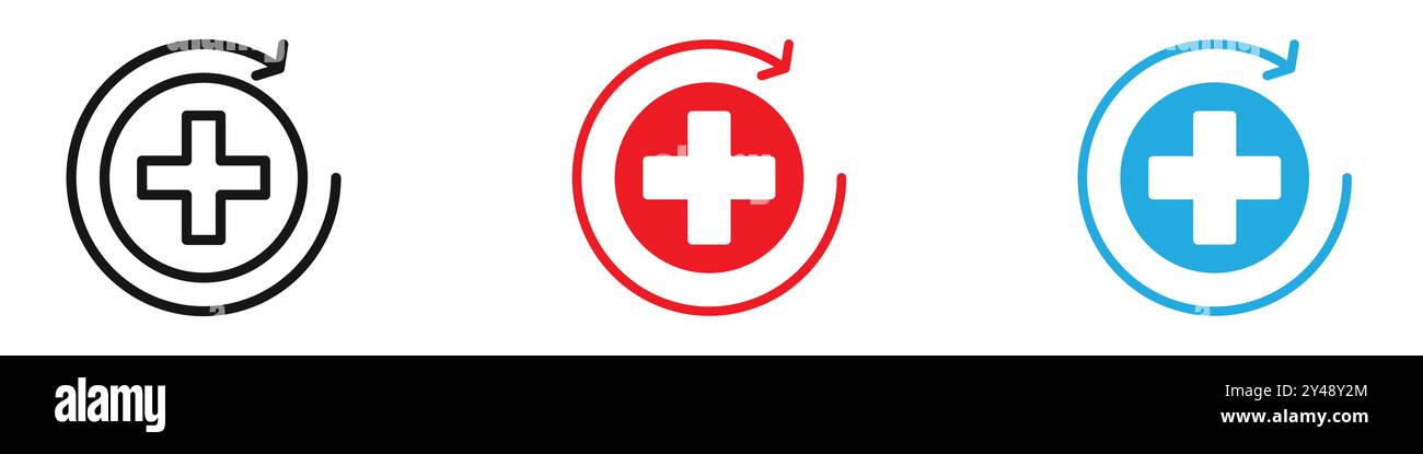 Health recovery icon vector line logo mark or symbol set collection ...