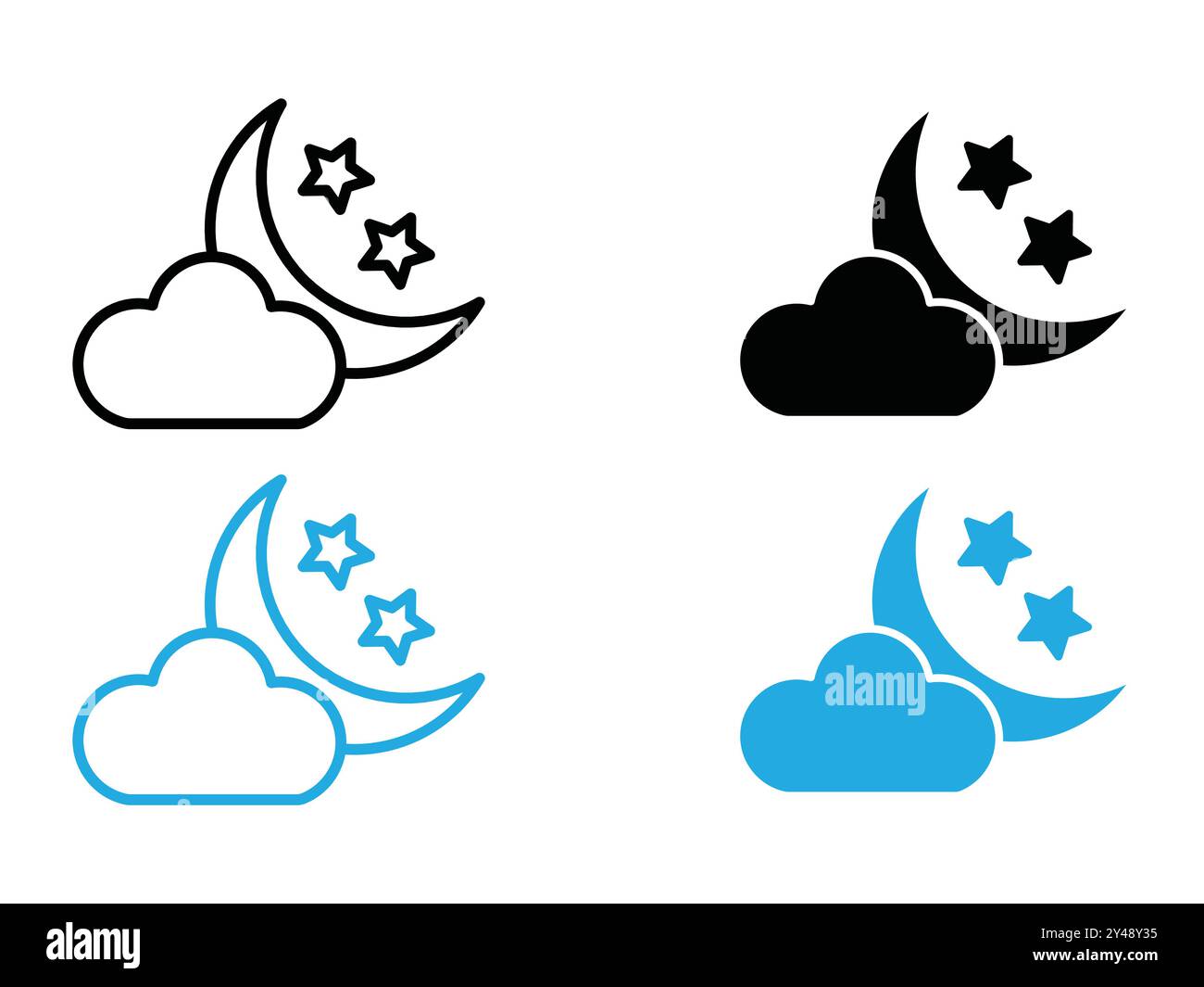 Night icon vector line logo mark or symbol set collection outline style ...