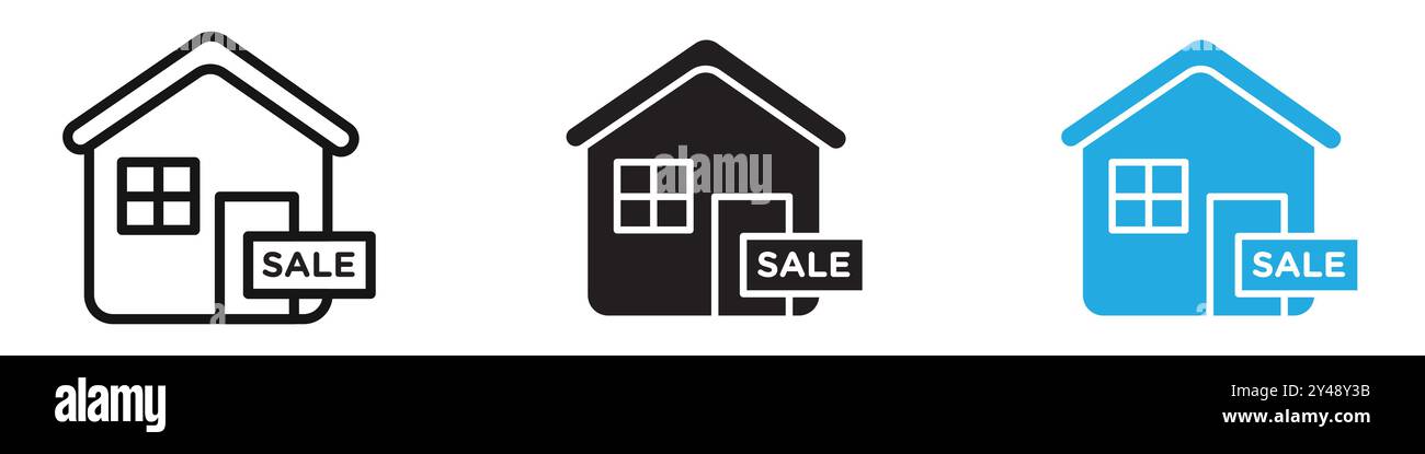 House for sale icon vector line logo mark or symbol set collection ...
