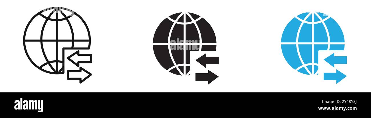 Import export icon vector line logo mark or symbol set collection ...