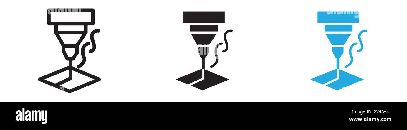 Laser machine icon vector line logo mark or symbol set collection outline style Stock Vector ...