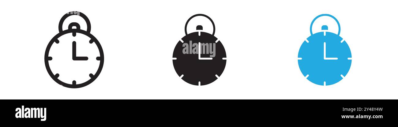 Pocket watch icon vector line logo mark or symbol set collection ...