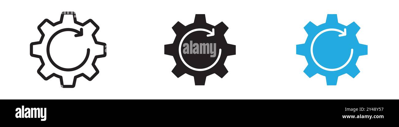 Recovery gear icon vector line logo mark or symbol set collection ...