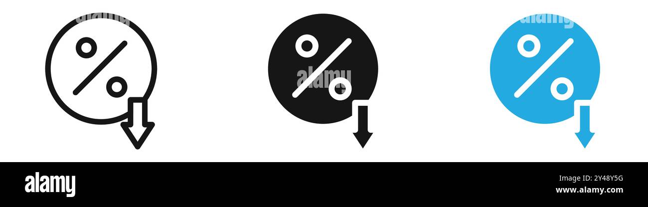 Percent down icon vector line logo mark or symbol set collection ...