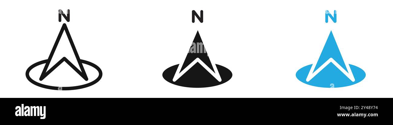 North icon vector line logo mark or symbol set collection outline style ...