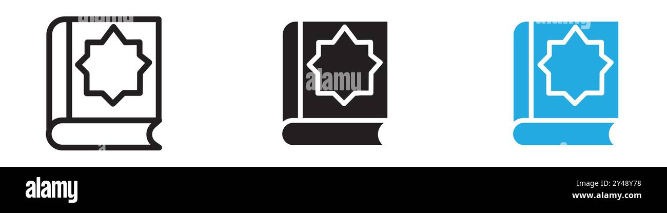 Quran book icon vector line logo mark or symbol set collection outline ...