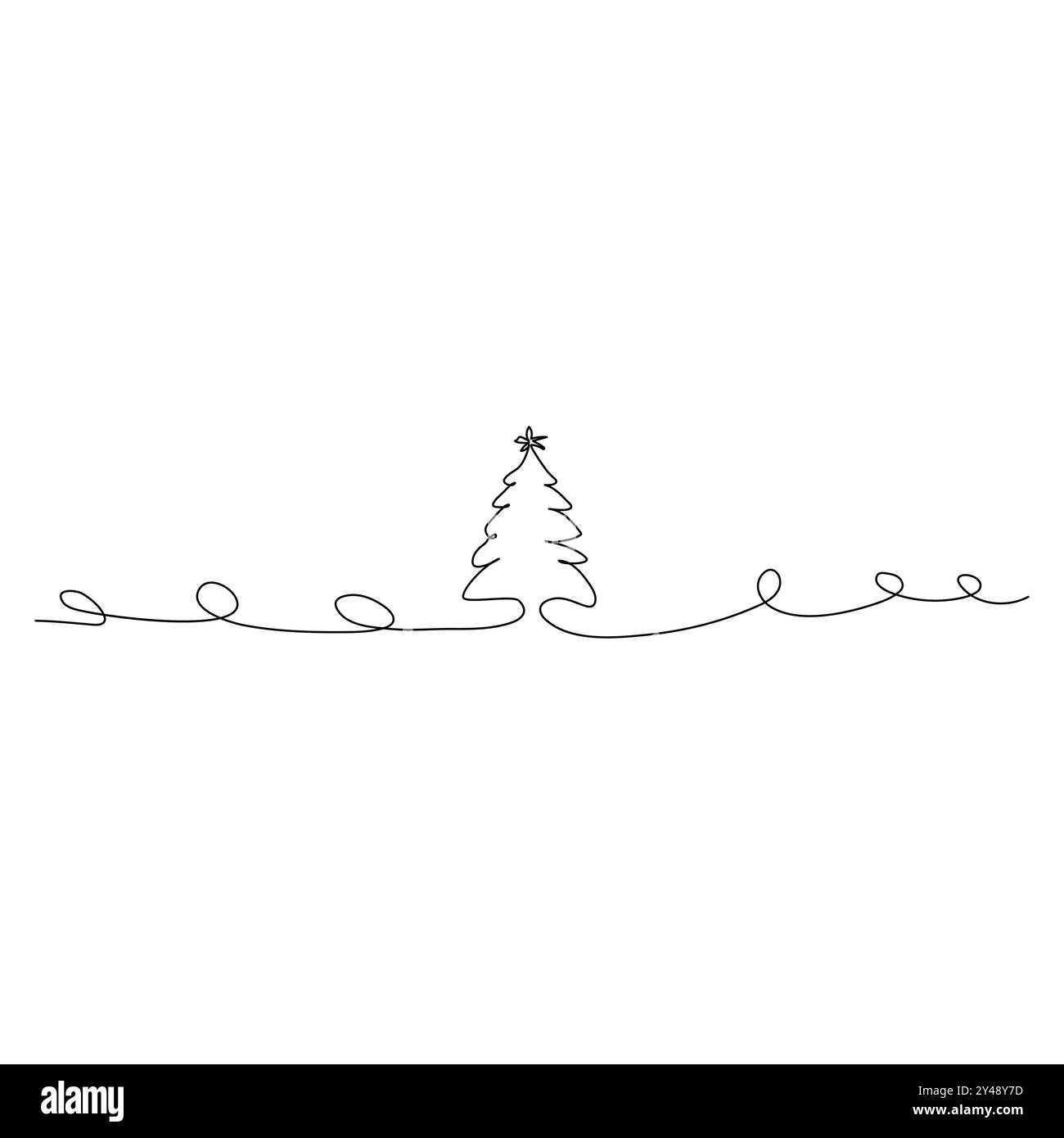Vector christmas tree continuous single line outline vector art ...