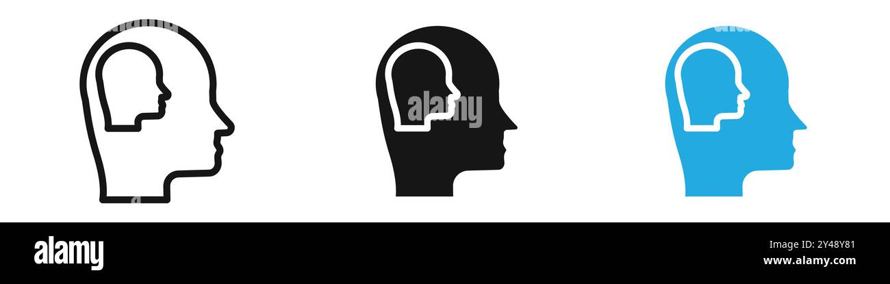 Self awareness icon vector line logo mark or symbol set collection ...