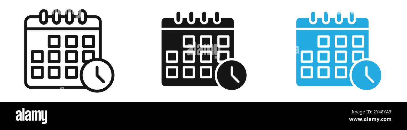 Schedule icon vector line logo mark or symbol set collection outline ...