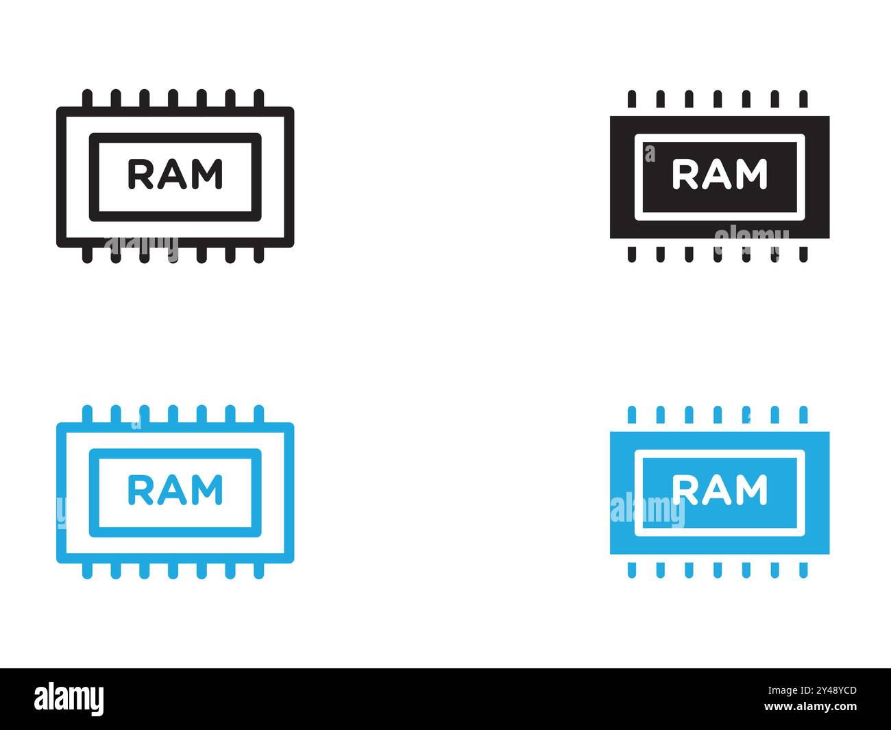 Ram memory icon vector line logo mark or symbol set collection outline style Stock Vector Image ...