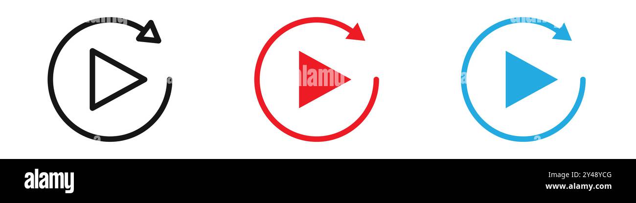 Replay icon vector line logo mark or symbol set collection outline ...