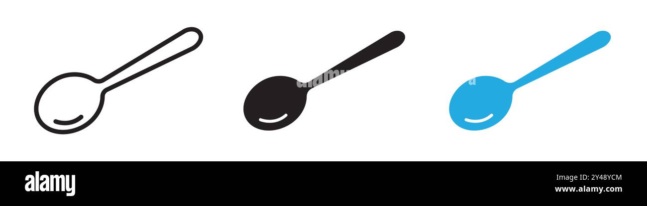 Spoon icon vector line logo mark or symbol set collection outline style ...