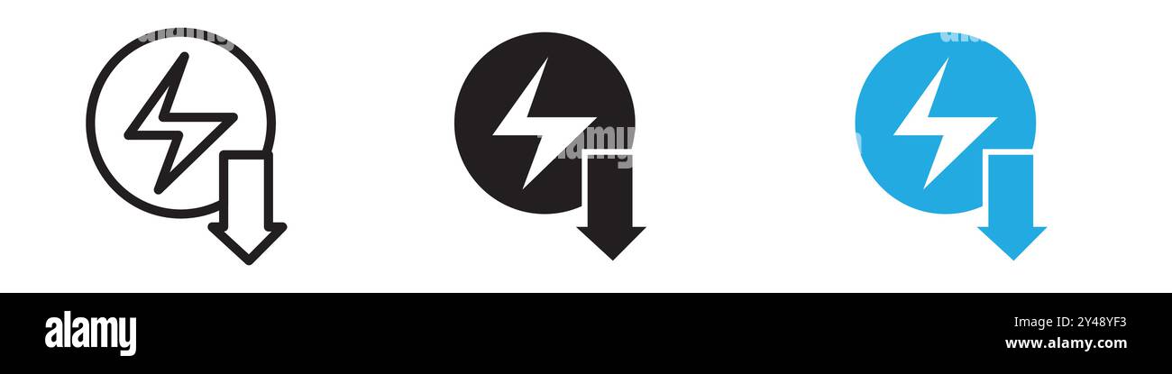 Energy reduction icon vector line logo mark or symbol set collection outline style Stock Vector ...