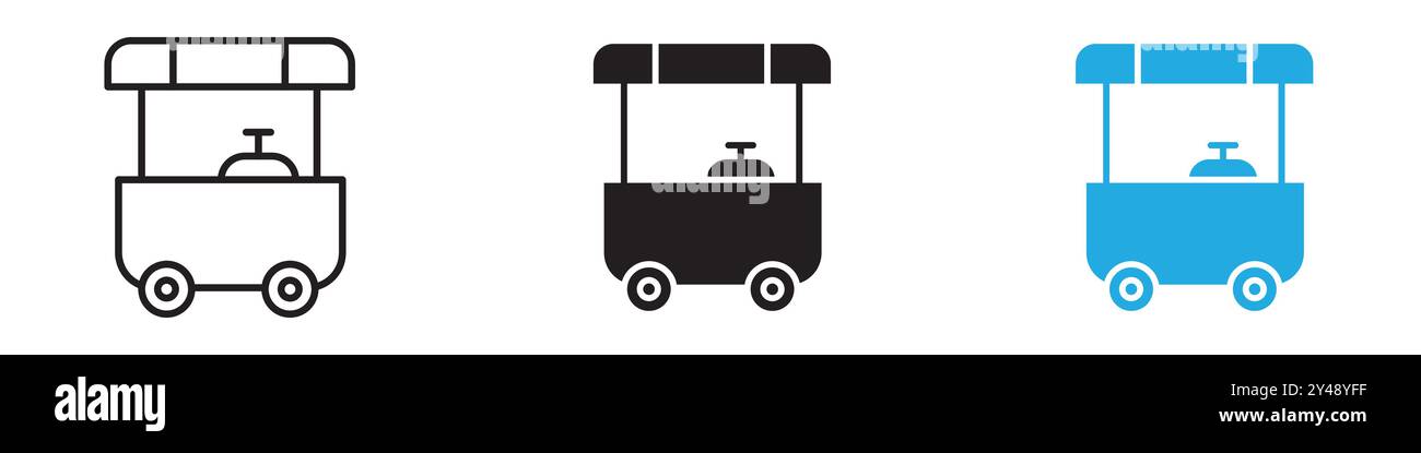 Food cart icon vector line logo mark or symbol set collection outline ...