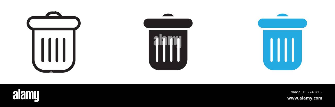 Waste Bin icon vector line logo mark or symbol set collection outline ...