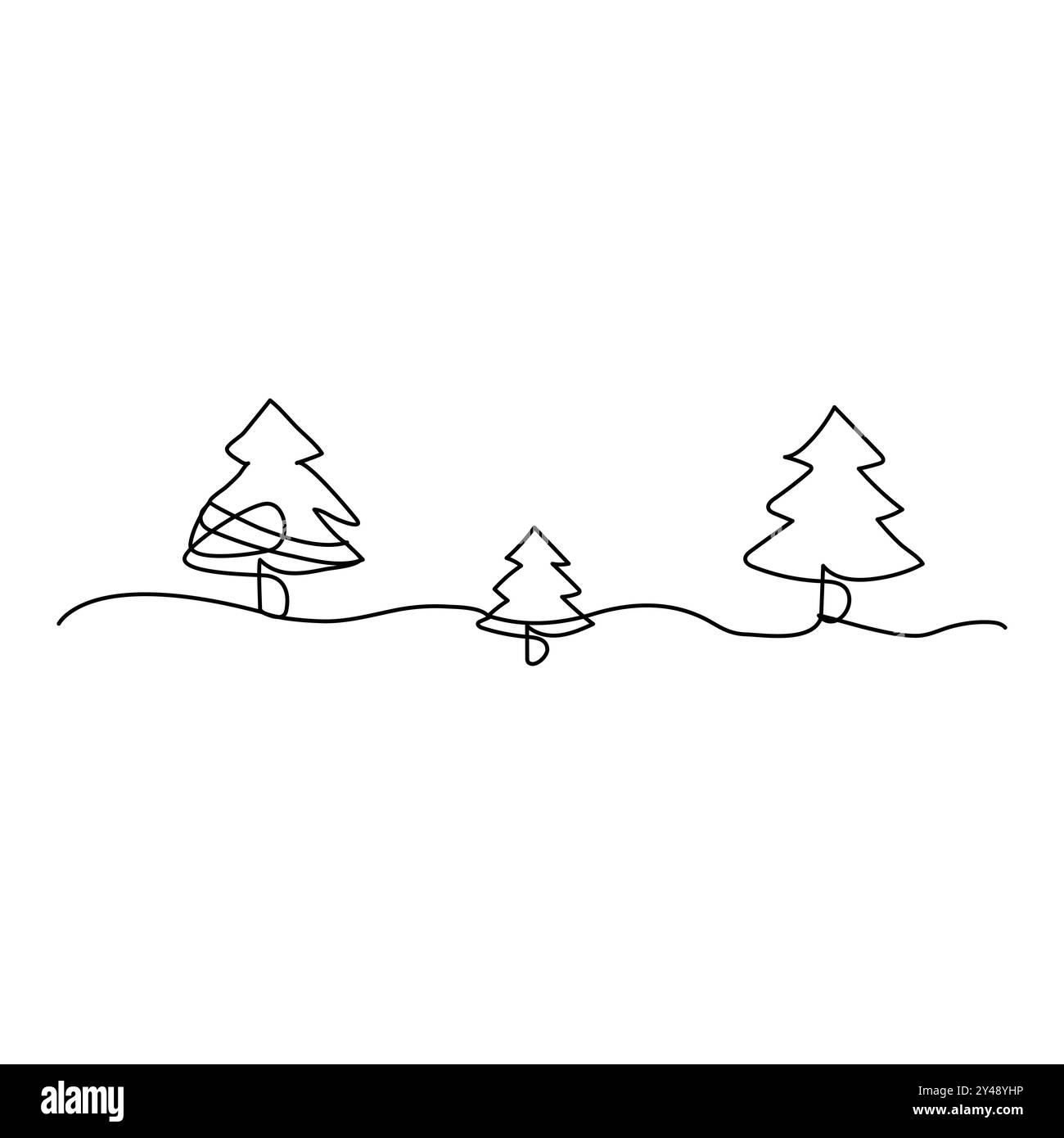 Vector christmas tree continuous single line outline vector art ...