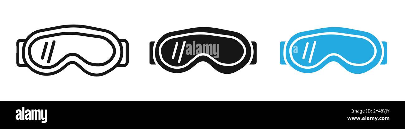 Ski goggles icon vector line logo mark or symbol set collection outline ...