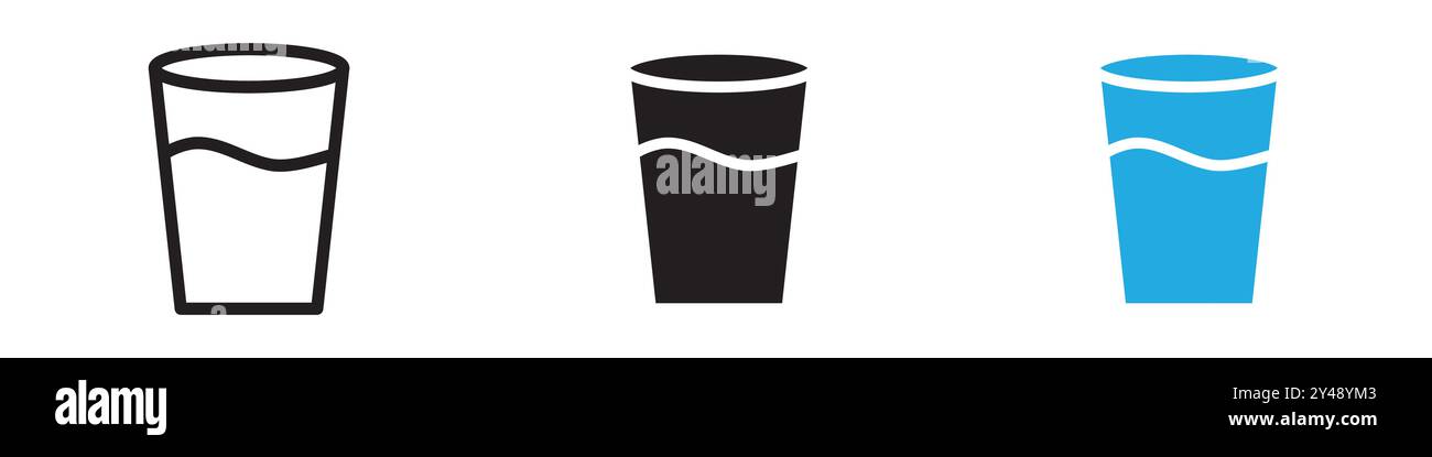 Water glass icon vector line logo mark or symbol set collection outline ...