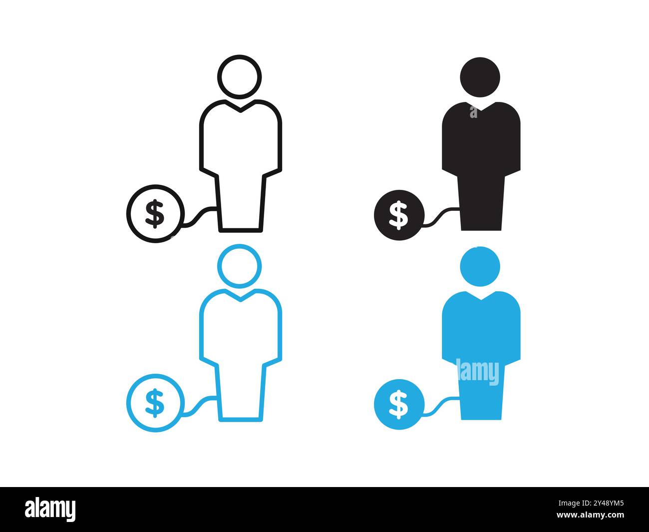 Man with debt icon vector line logo mark or symbol set collection ...