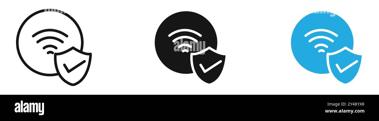 Wifi security icon vector line logo mark or symbol set collection ...