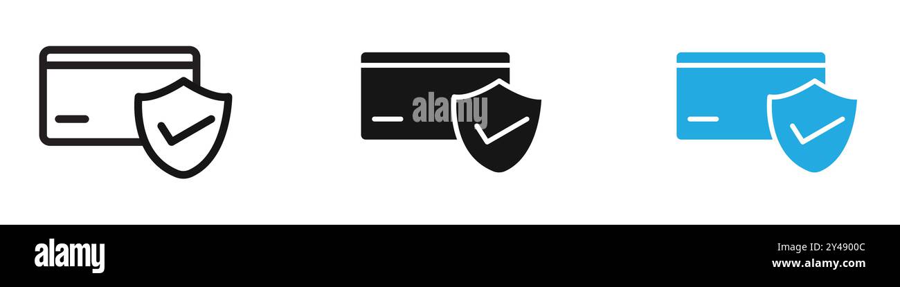 Secure payment icon vector line logo mark or symbol set collection ...