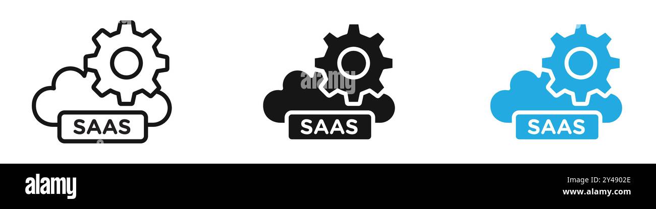 SaaS icon vector line logo mark or symbol set collection outline style Stock Vector Image & Art ...