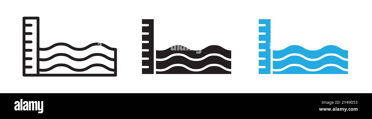 sea level icon vector line logo mark or symbol set collection outline ...